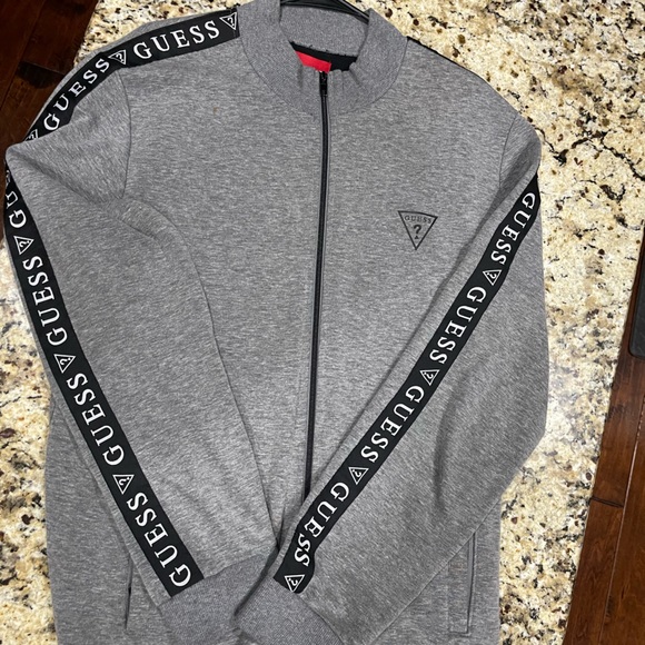 Guess | Jackets & Coats | Guess Multiple Logo Track Jacket In Gray Xl ...